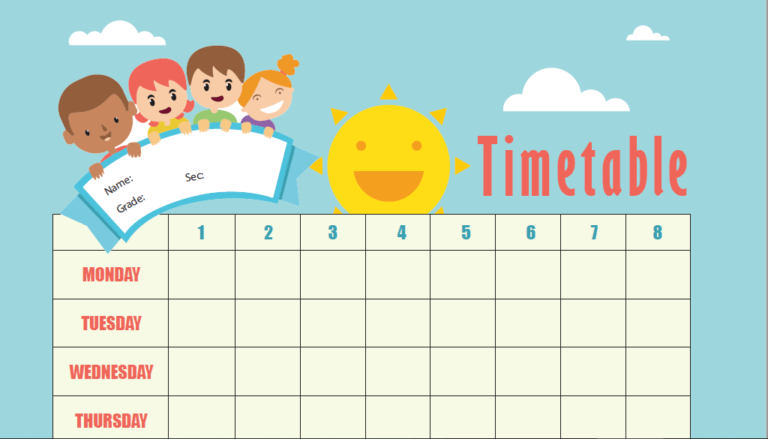 School Time Table | Design 2 - Your Home Teacher