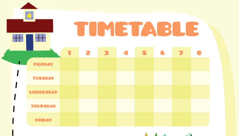 School Time Table Design 4 - 2 Items - Your Home Teacher