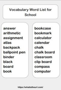 Vocabulary Word List for School - Your Home Teacher
