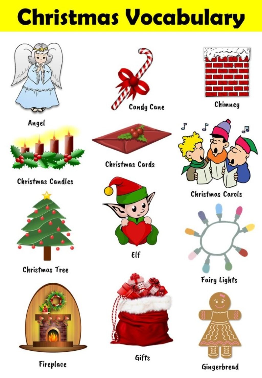 Chart On Christmas Vocabulary Words With Pictures - Your Home Teacher