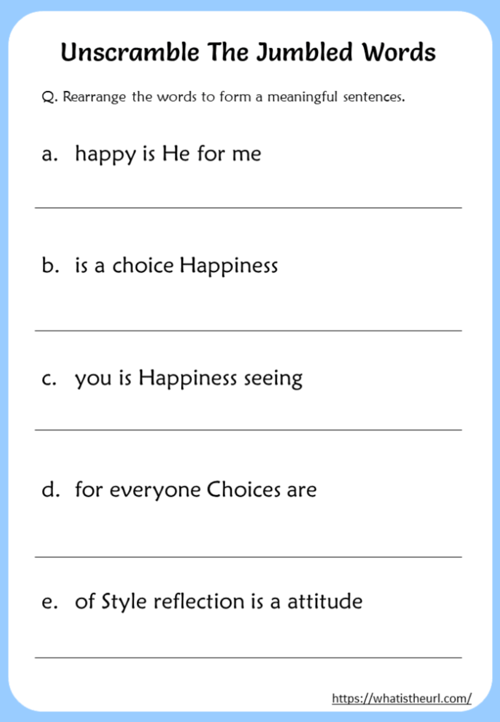Unscramble The Jumbled Words Worksheets (Rearrange the jumbled words ...