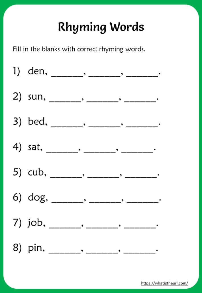 Rhyming Words worksheets for 3rd grade - Your Home Teacher