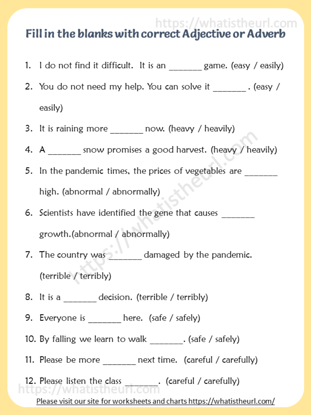 Fill In The Blanks With Correct Adjective Or Adverb Your Home Teacher Fill In The Blanks With Correct Adjective Or Adverb Your Home Teacher