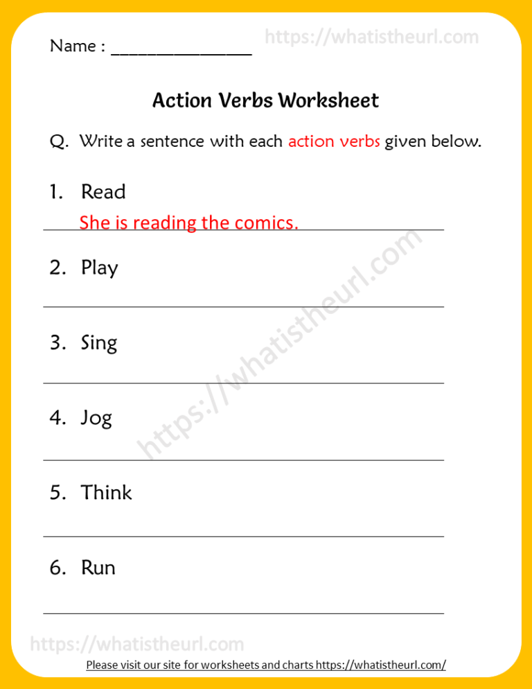 Action Verbs Worksheets for 5th Grade - Your Home Teacher