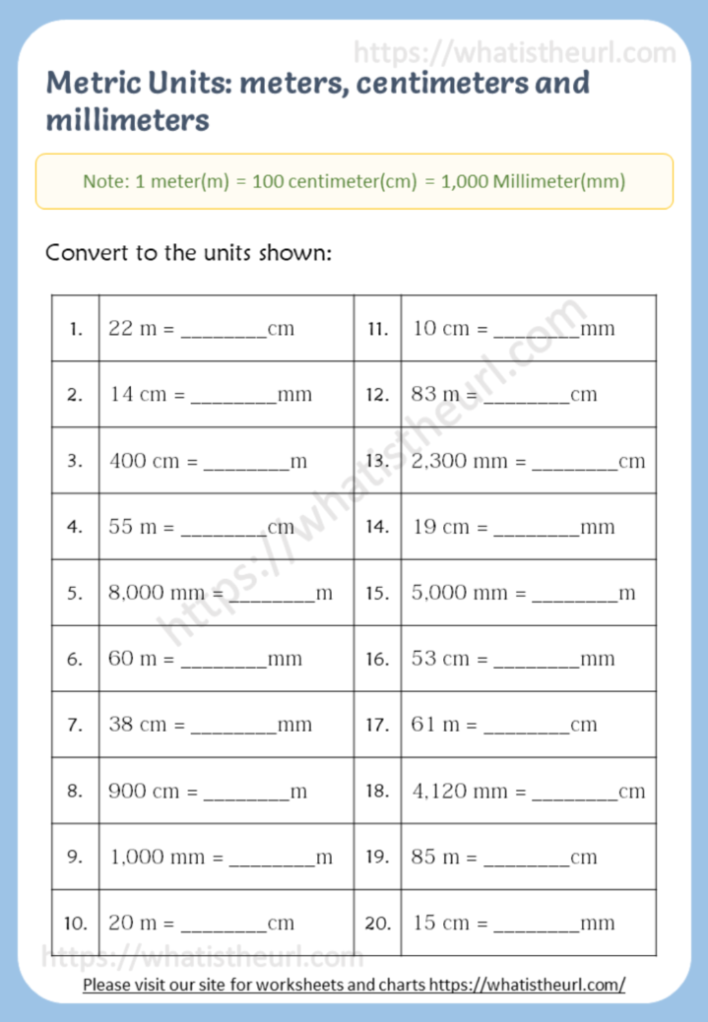 Metric Units: meters, centimeters and millimeters - Your Home Teacher