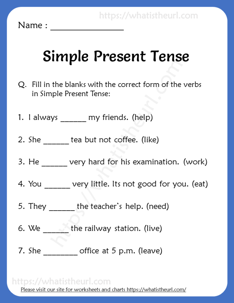 Simple Present Tense Worksheets for Grade 3 - Your Home Teacher