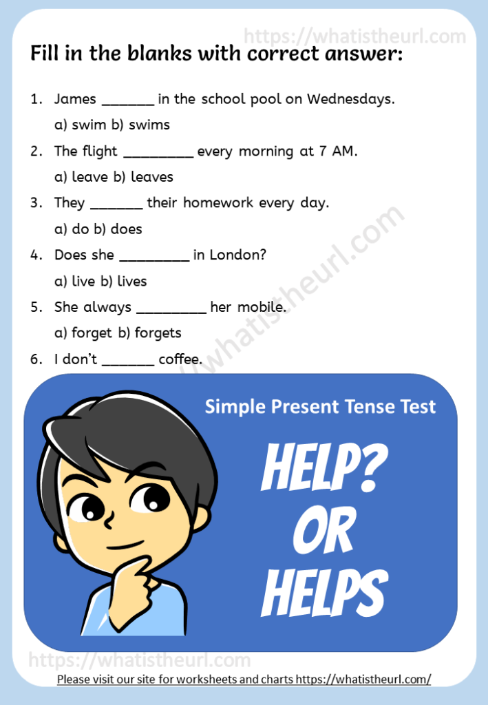 Test on Present Simple Tense Worksheet - Your Home Teacher