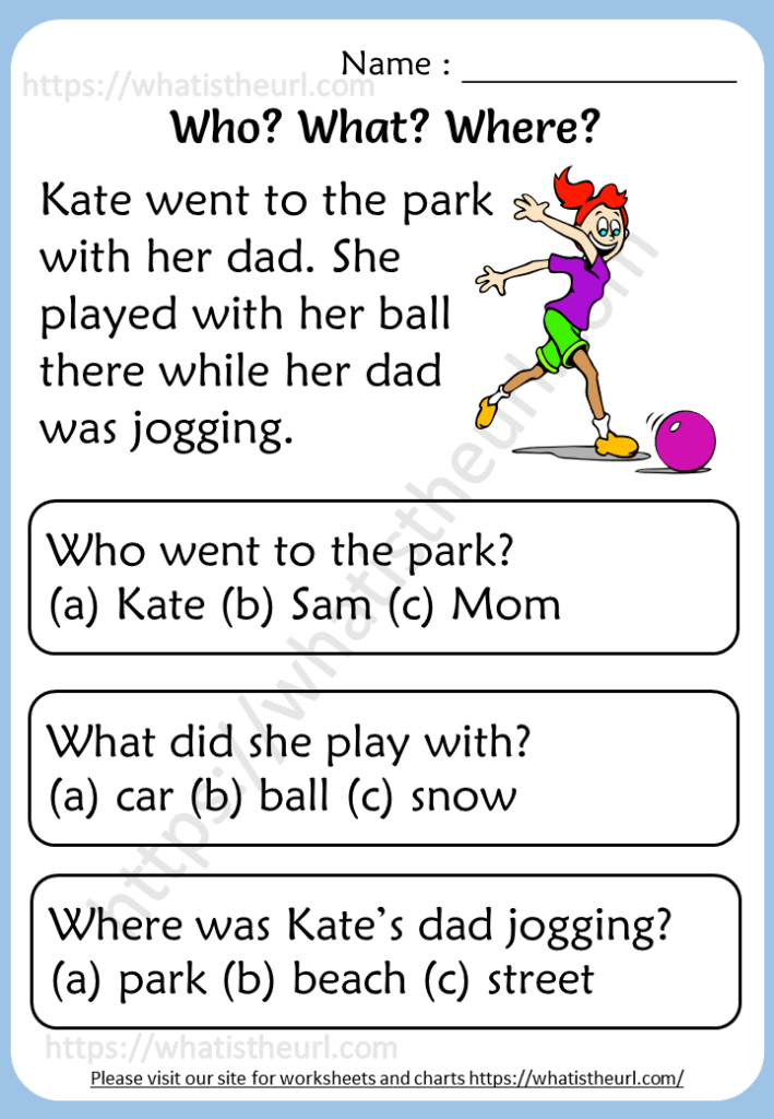 Reading Comprehension based on Who, What and Where - Your Home Teacher