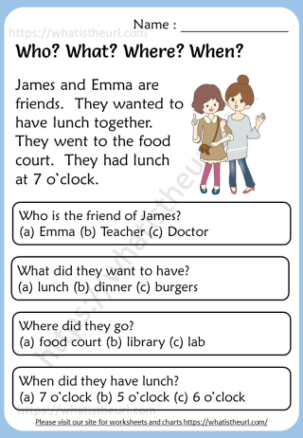 Who What Where When Reading Comprehension Worksheets - Your Home Teacher