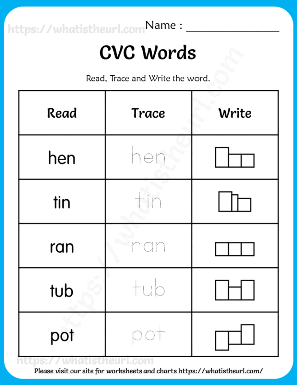 CVC Words - Read, Trace and write Worksheets - Your Home Teacher