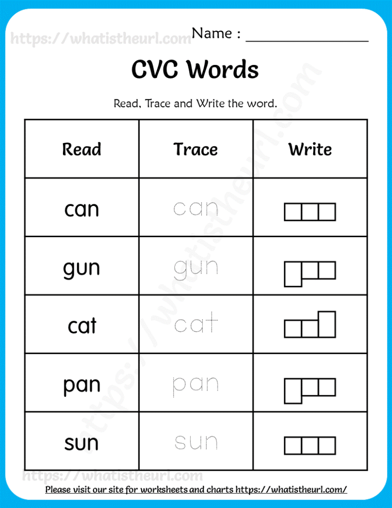 CVC Words - Read, Trace and write Worksheets - Your Home Teacher