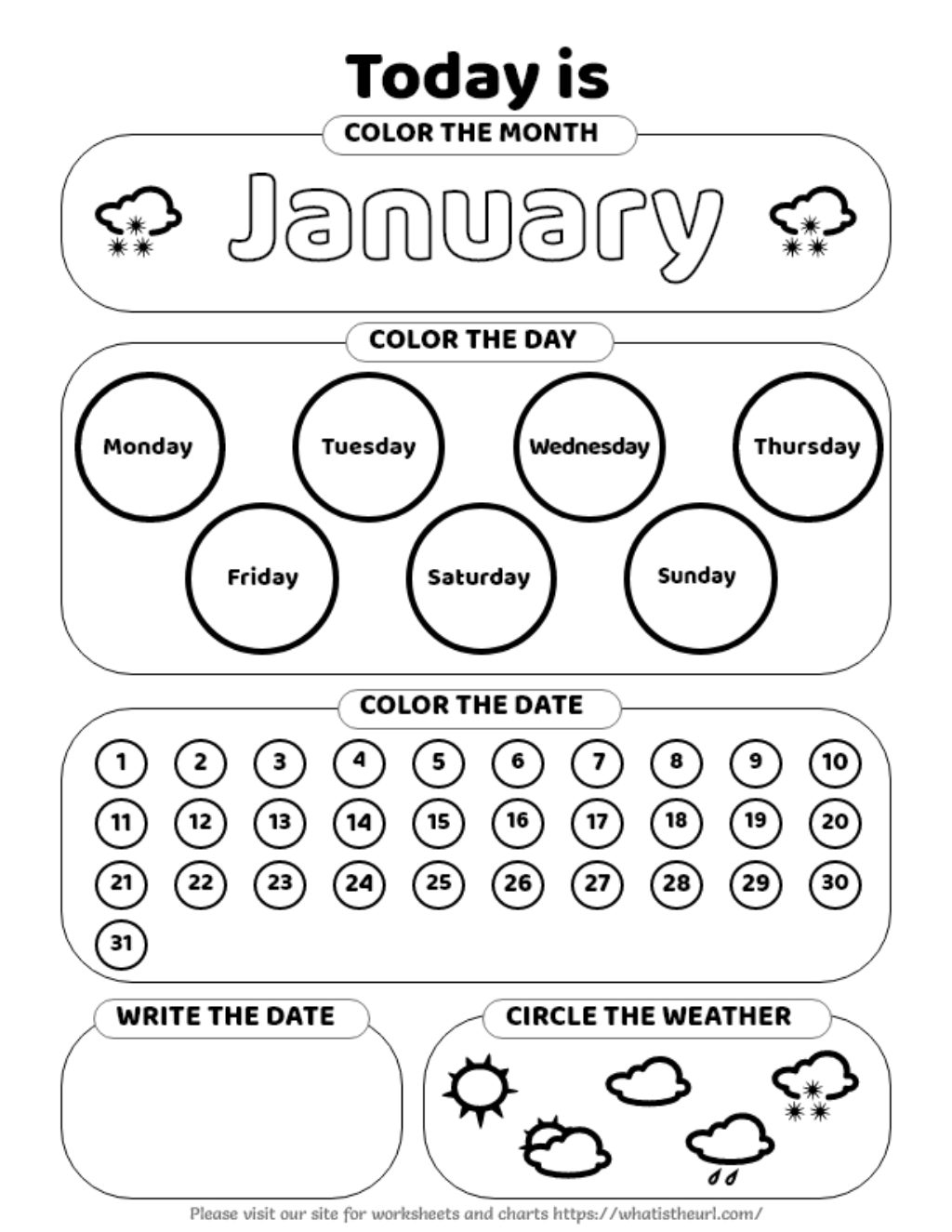 Preschool Calendar Worksheets with 12 Pages of Activity - Your Home Teacher