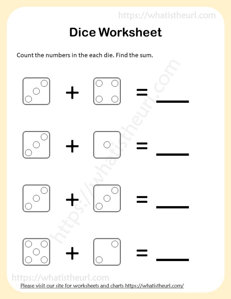 Math Dice Worksheets - Your Home Teacher