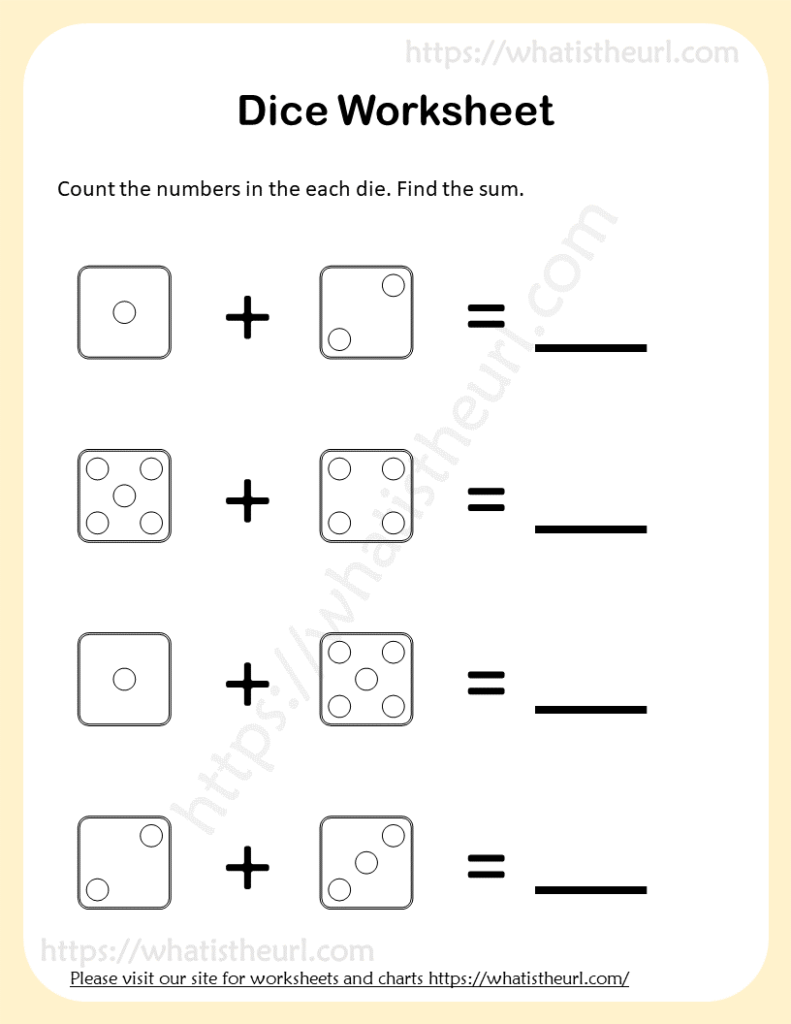 Math Dice Worksheets - Your Home Teacher