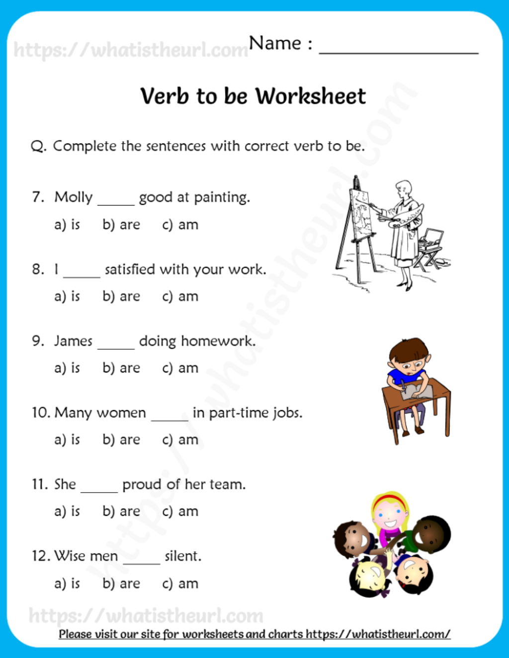 Verb to be Worksheets for Grade 3 - Your Home Teacher