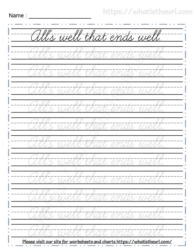 Tracing Cursive Letters Worksheets | Proverbs - Your Home Teacher