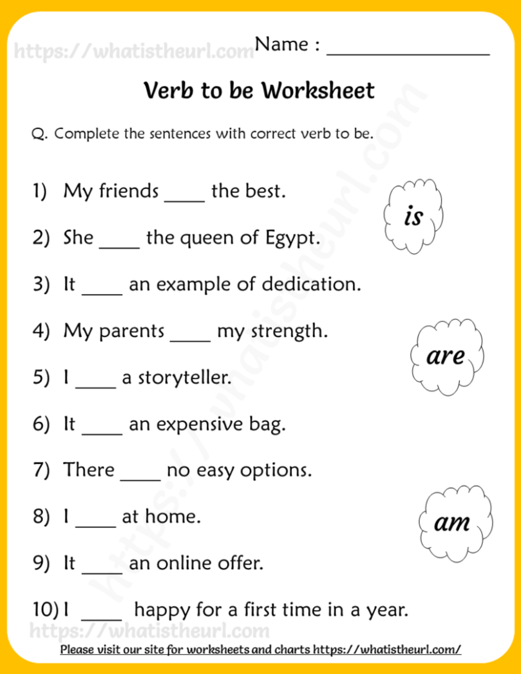 Verb to be Worksheets for Grade 2 - Your Home Teacher