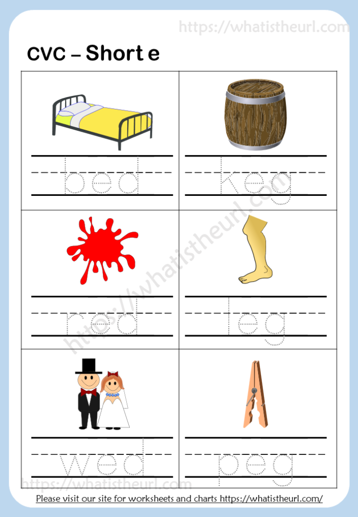 Tracing CVC Words Short "e" - Your Home Teacher