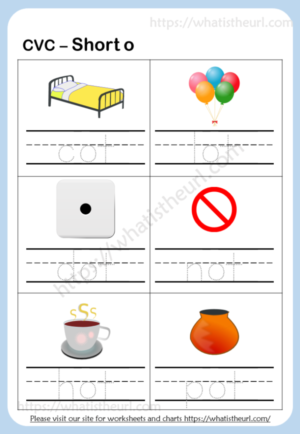 Tracing CVC Words Short “o” - Your Home Teacher