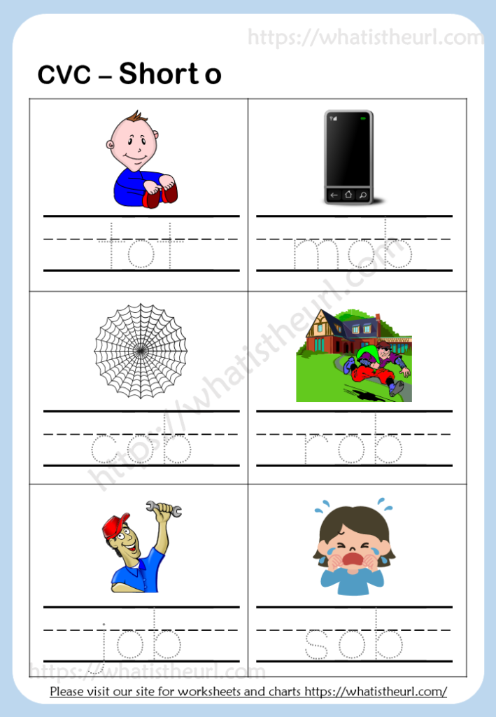 Tracing CVC Words Short “o” - Your Home Teacher
