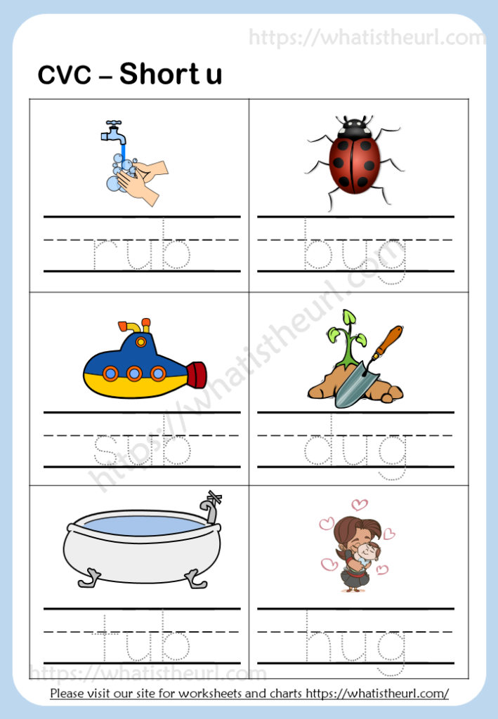 Tracing CVC Words Short “u” - Your Home Teacher