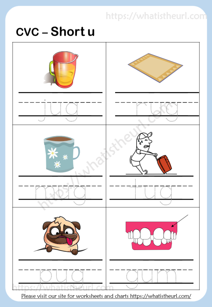 Tracing CVC Words Short “u” - Your Home Teacher