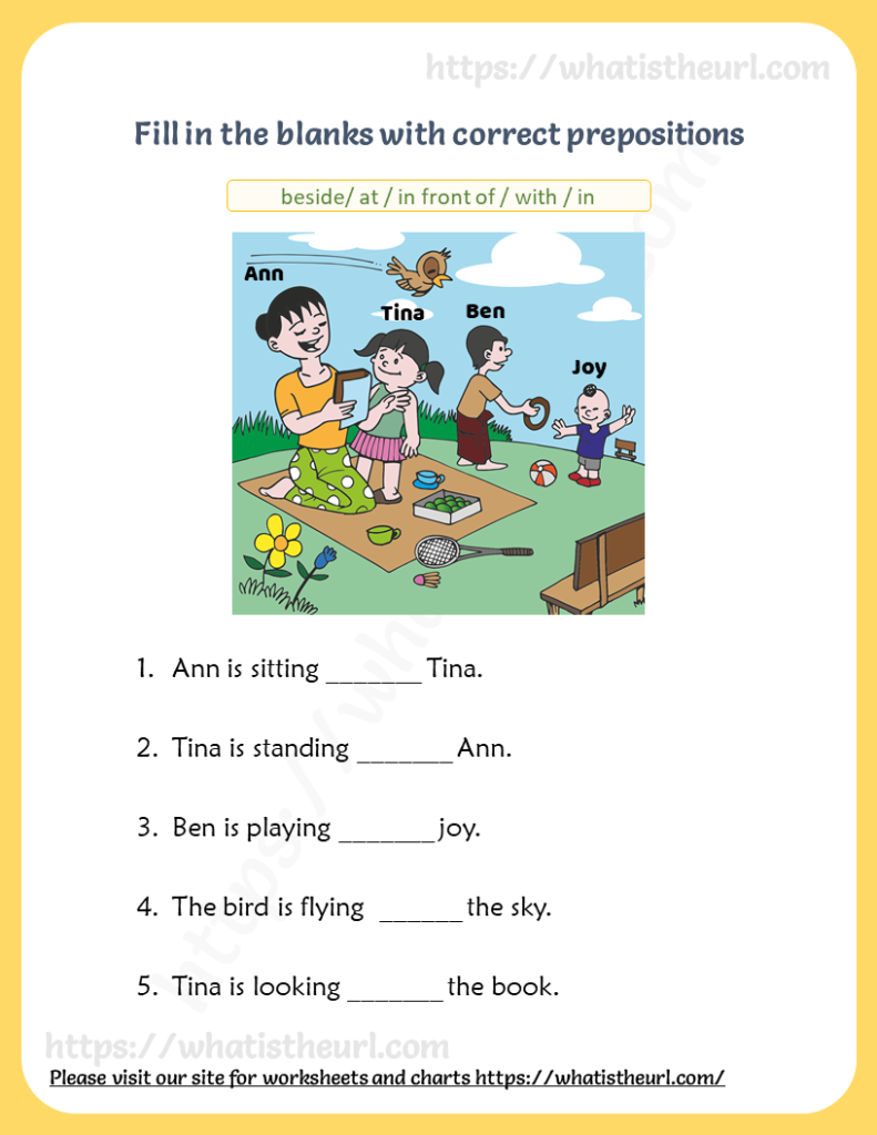 Prepositions Visual Vocabulary Worksheets - Your Home Teacher