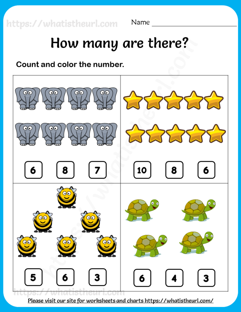 Learning to Count (1 to 10) Worksheets For Grade 1 - Your Home Teacher