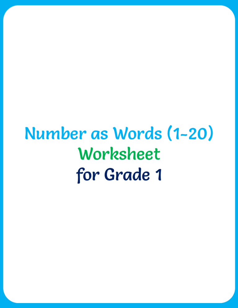 Number as Words (1-20) Worksheet for Grade 1 - Your Home Teacher