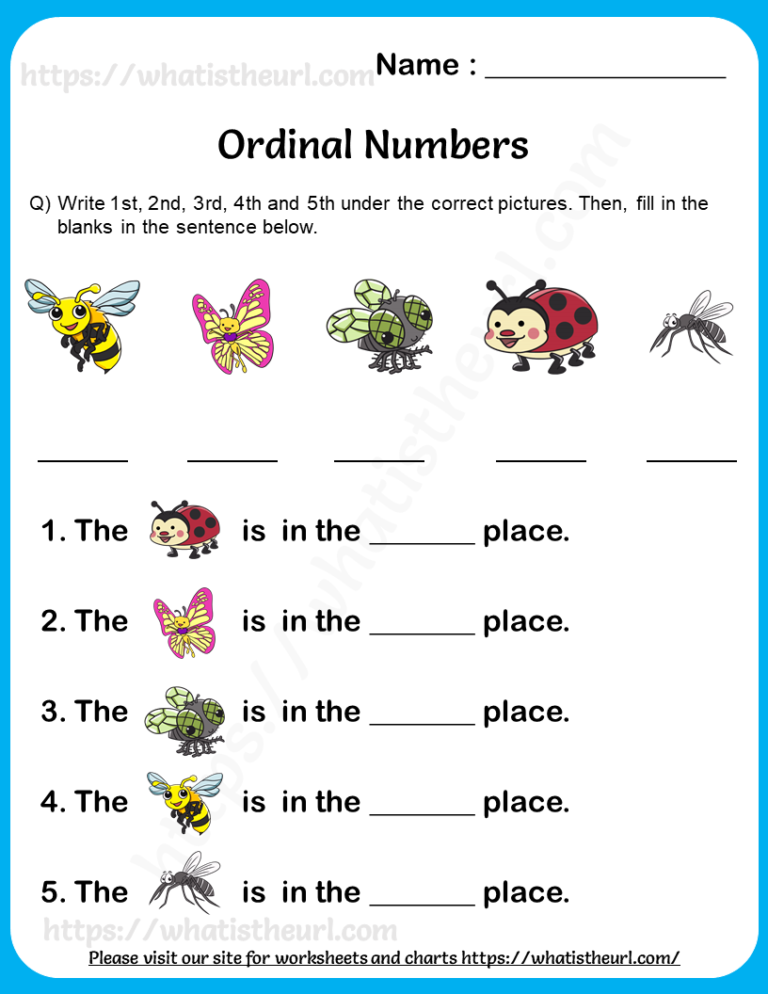 Ordinal Numbers Worksheet for Grade 1 - Your Home Teacher