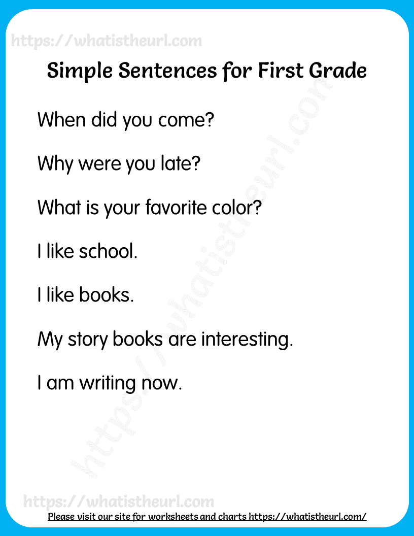25 simple sentences for first grade set 2 4 Your Home Teacher