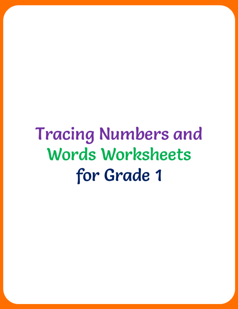 Tracing Numbers and Words Worksheets for Grade 1 - Your Home Teacher