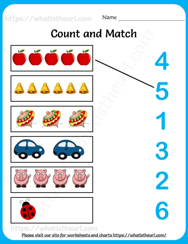 Count and Match (1 to 6) Worksheets For Pre-Kindergarten - Your Home ...