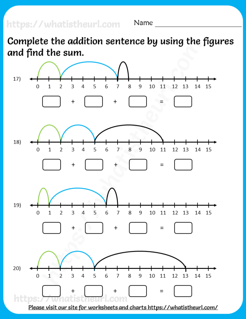 Addition Sentence Using Number Line Worksheets for Grade 2 - Your Home ...
