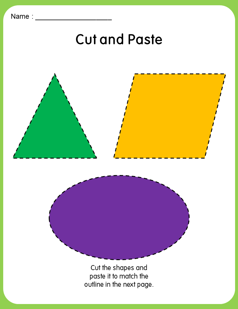 Cut And Paste Activity For Grade 1