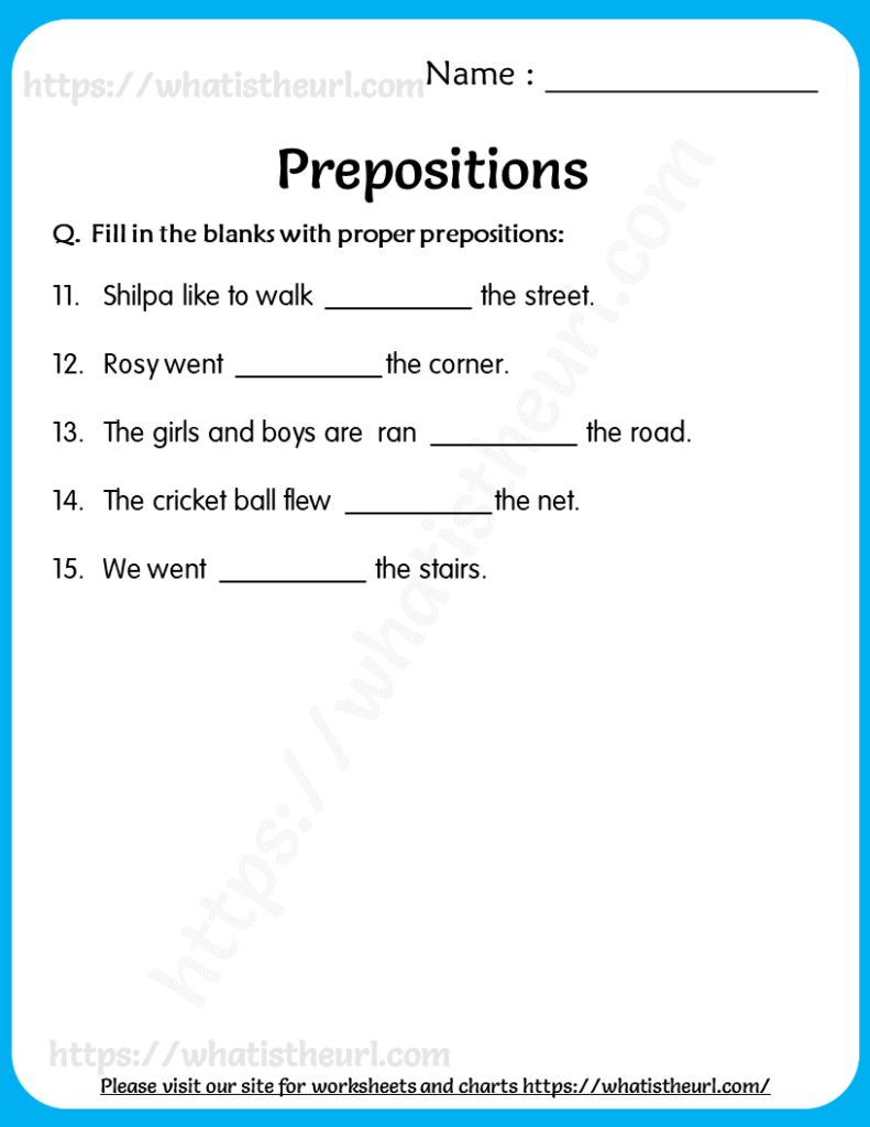 Prepositions Worksheets for Grade 5 - Your Home Teacher
