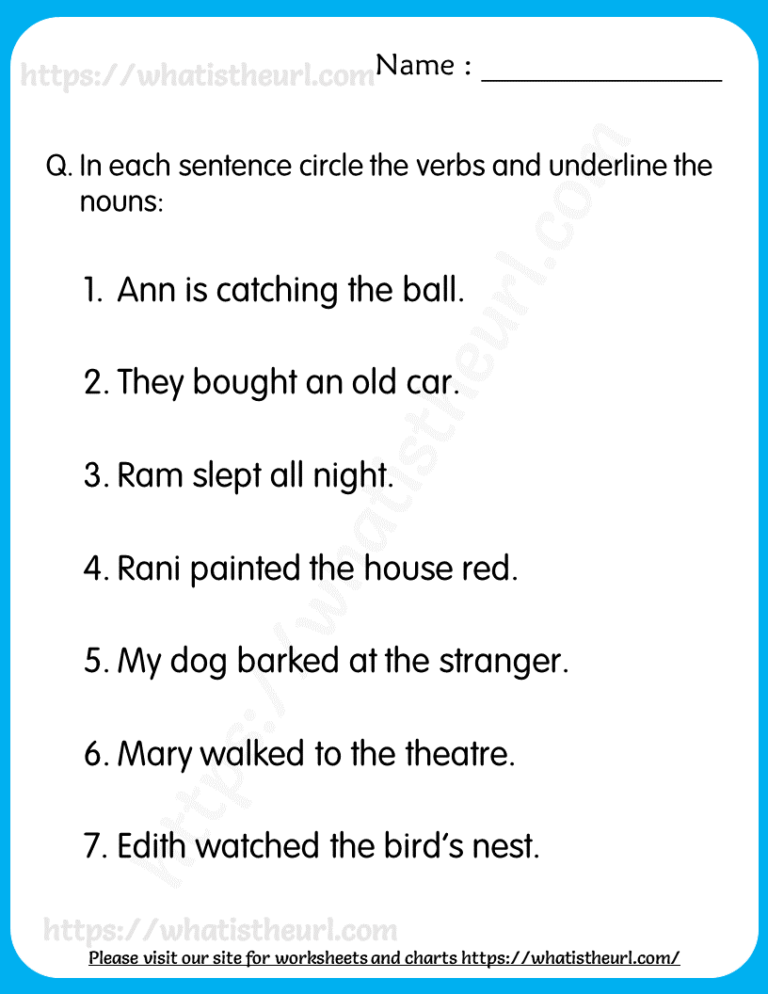 Nouns & Verbs Worksheets for Grade 3 - Your Home Teacher