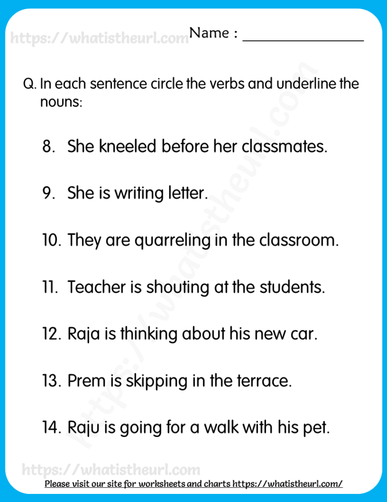 Nouns & Verbs Worksheets for Grade 3 - Your Home Teacher