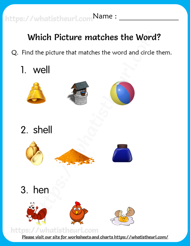 Find the Picture that Matches the Word - Worksheets for Grade 1 - Your ...