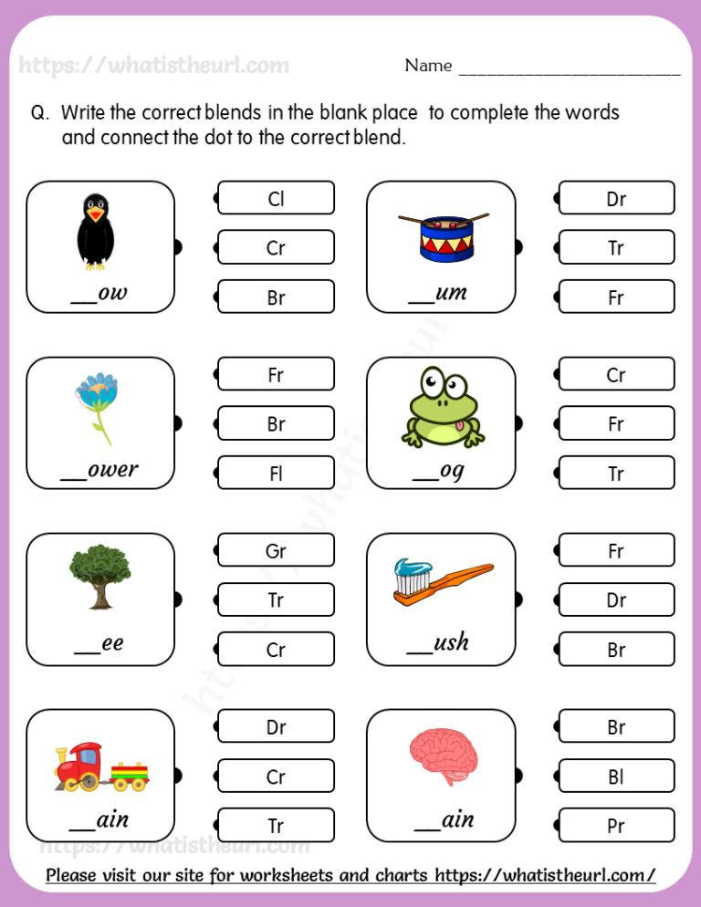 Blend Words Matching Worksheets For Grade 1 - Your Home Teacher