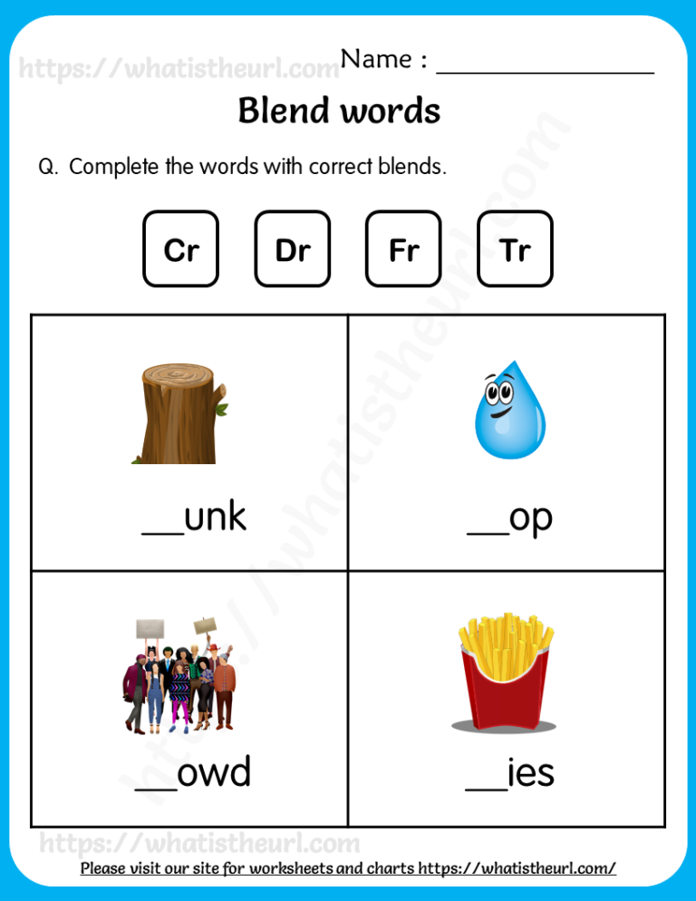 Blend Words Worksheets for Grade 1 - Your Home Teacher