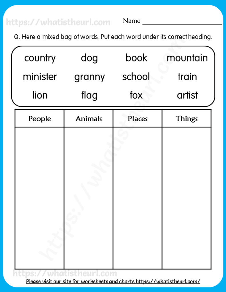 Common Nouns Worksheet For Grade 1 - Your Home Teacher