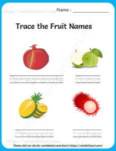 Trace the Fruit Names Worksheets for Kids - Your Home Teacher