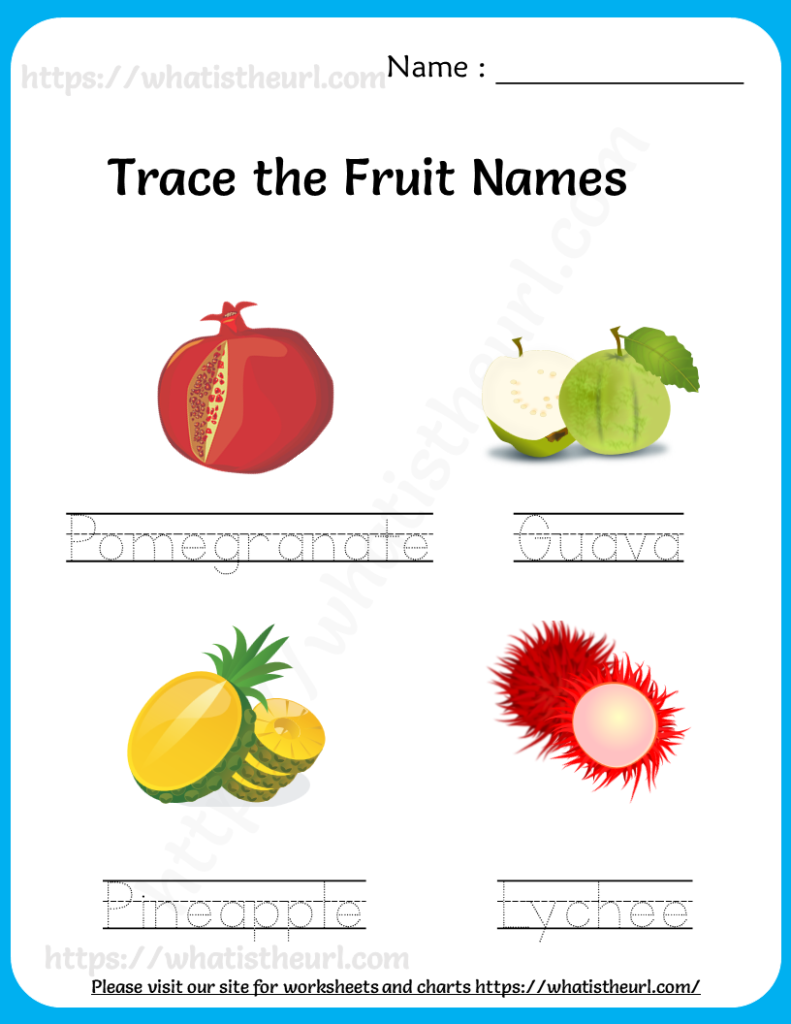 Trace the Fruit Names Worksheets for Kids - Your Home Teacher