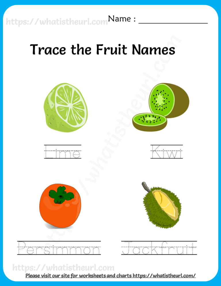 Trace the Fruit Names Worksheets for Kids - Your Home Teacher