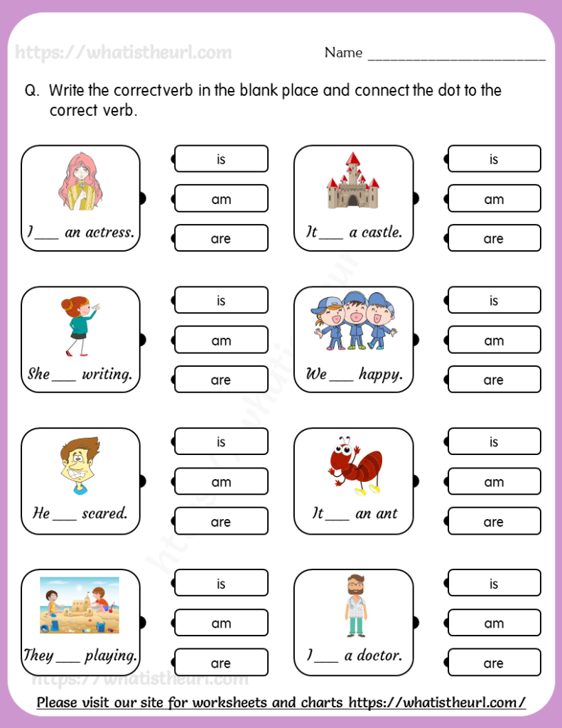 Verb To Be - Matching Worksheet For Grade 1 - Your Home Teacher