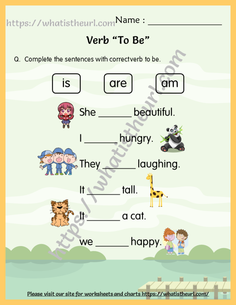 Verb to Be Worksheets with Colorful Images for Grade 1 - Your Home Teacher