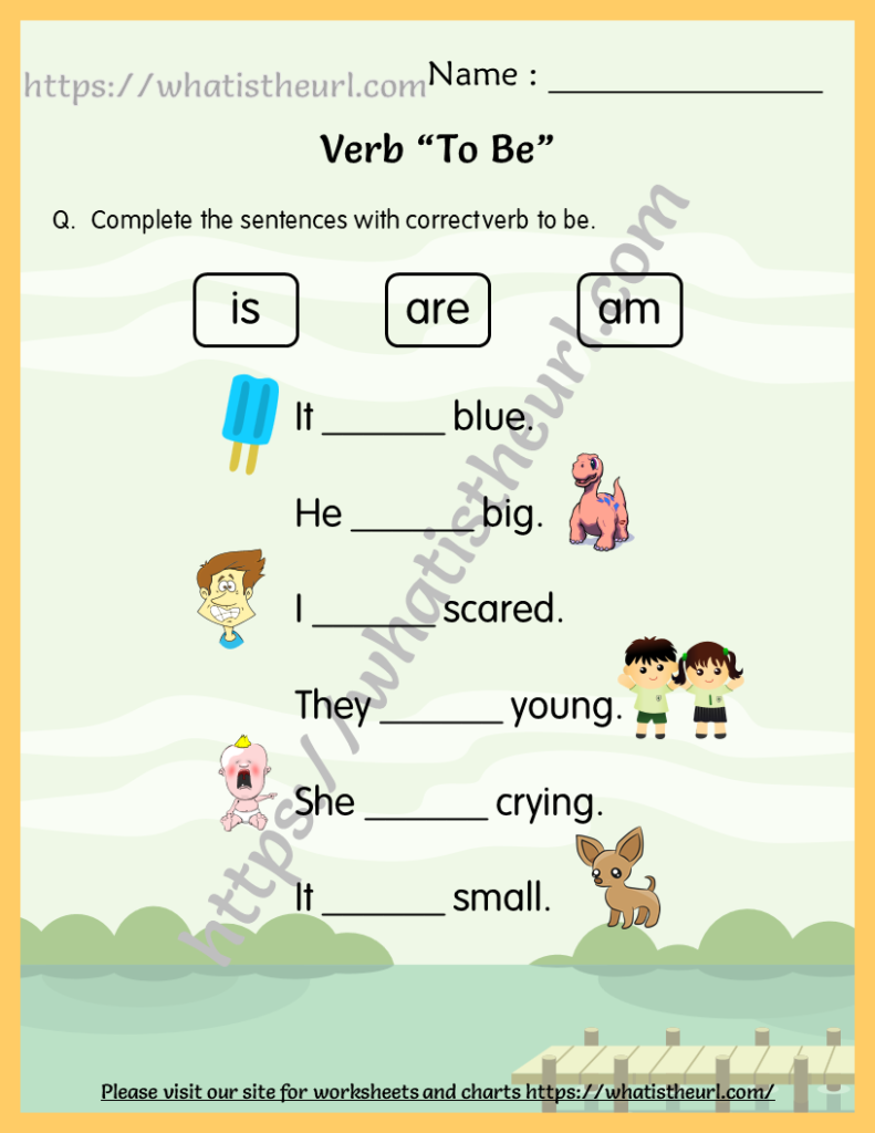Verb to Be Worksheets with Colorful Images for Grade 1 - Your Home Teacher