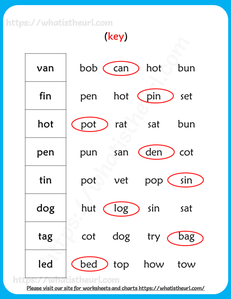 Circle the Rhyming Words Worksheet for Grade 1 and KG - Your Home Teacher