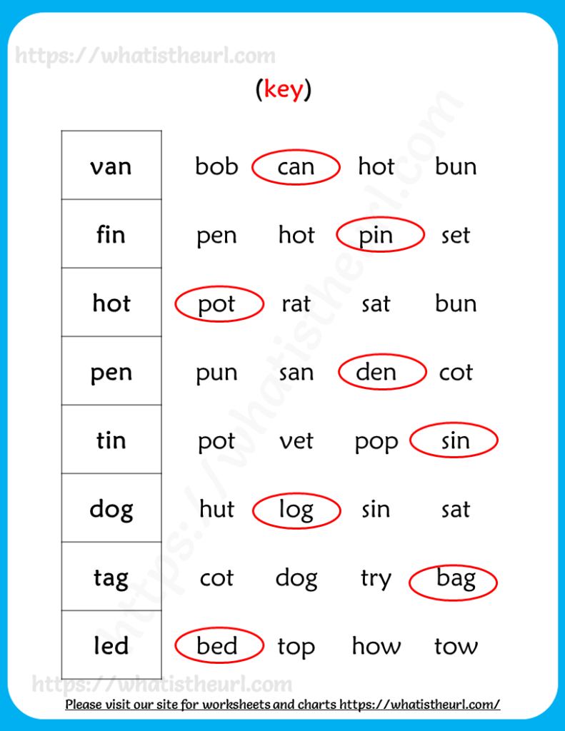 Circle the Rhyming Words Worksheet for Grade 1 and KG - Your Home Teacher